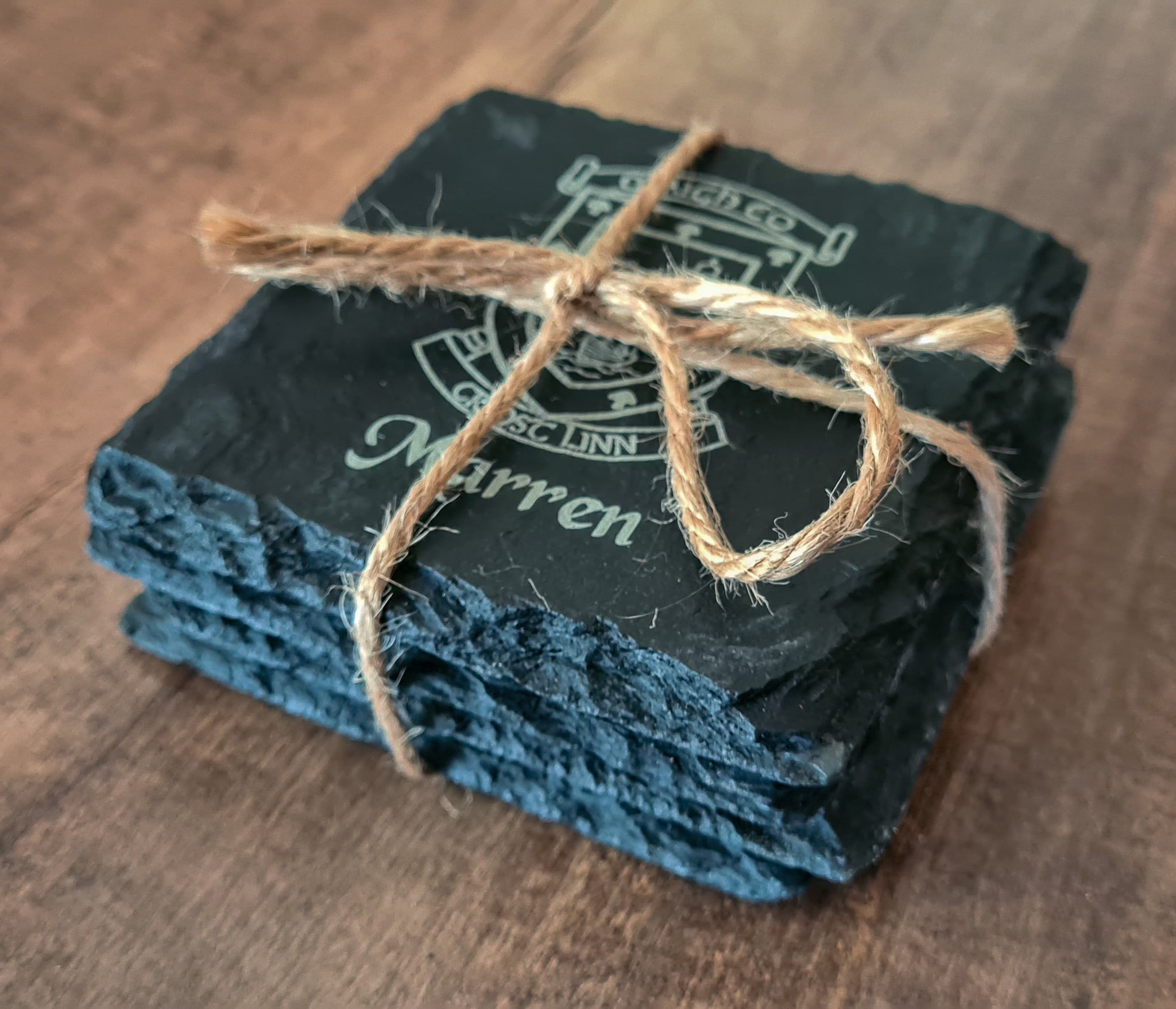 Fully Personalised Slate Coaster, Custom Laser Engraved ANY Logo Or Te ...